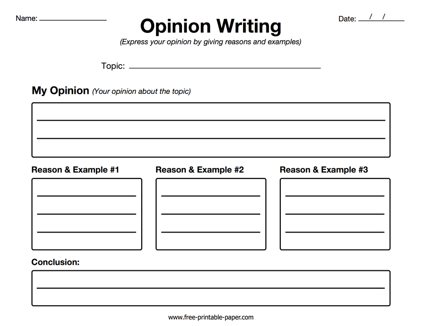Opinion Writing Graphic Organizer Template
