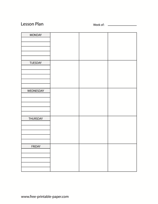 Free Printable Blank Lesson Plan Sheets